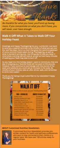 Thanksgiving, New Year, Holiday Newsletters | Wellness Newsletters